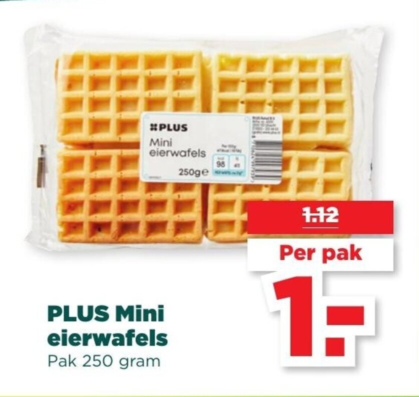 Mini eierwafels 250g aanbieding bij PLUS