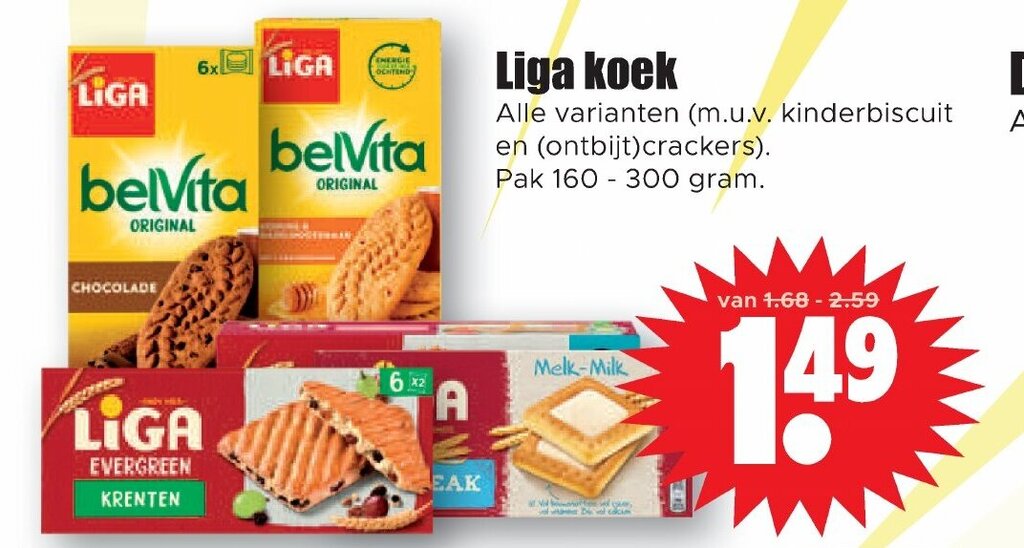 Liga koek 160-300g aanbieding bij Dirk