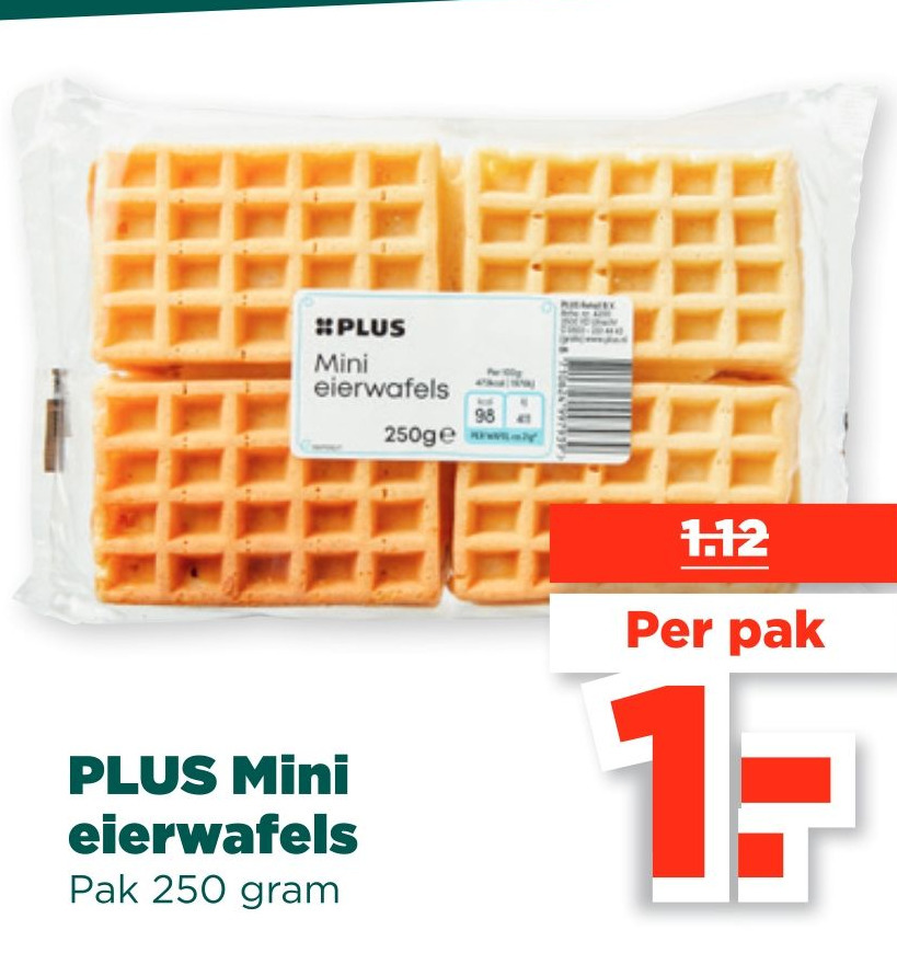 Plus mini eierwafels aanbieding bij PLUS