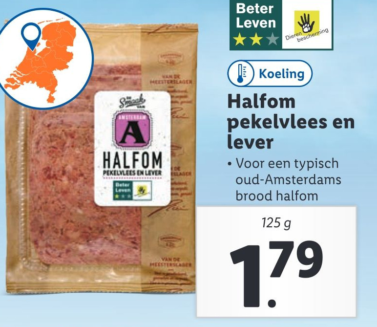 Halfom pekelvlees en lever aanbieding bij Lidl
