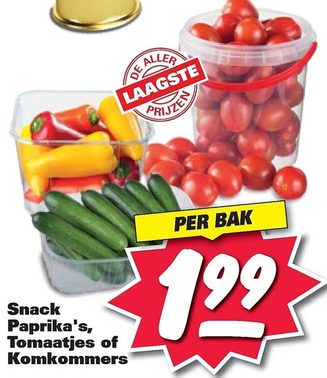 Snack paprika's, tomaatjes of komkommers aanbieding bij Nettorama
