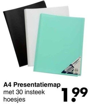 A4 presentatiemap met 30 insteek hoesjes aanbieding bij Wibra