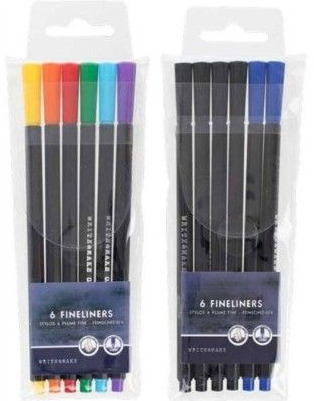 Fineliners 6 stuks aanbieding bij Wibra