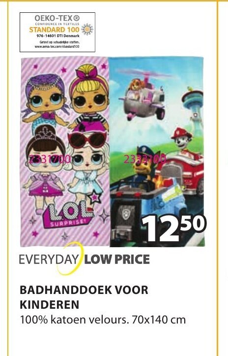 Badhanddoek voor kinderen 70 x 140 cm aanbieding bij Jysk