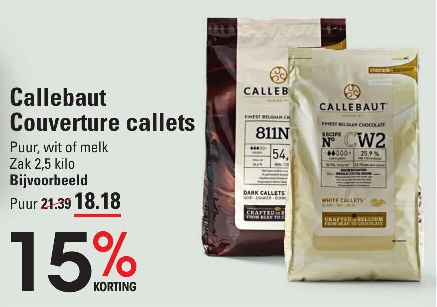 Callebaut Couverture callets 2.5 kilo aanbieding bij Sligro