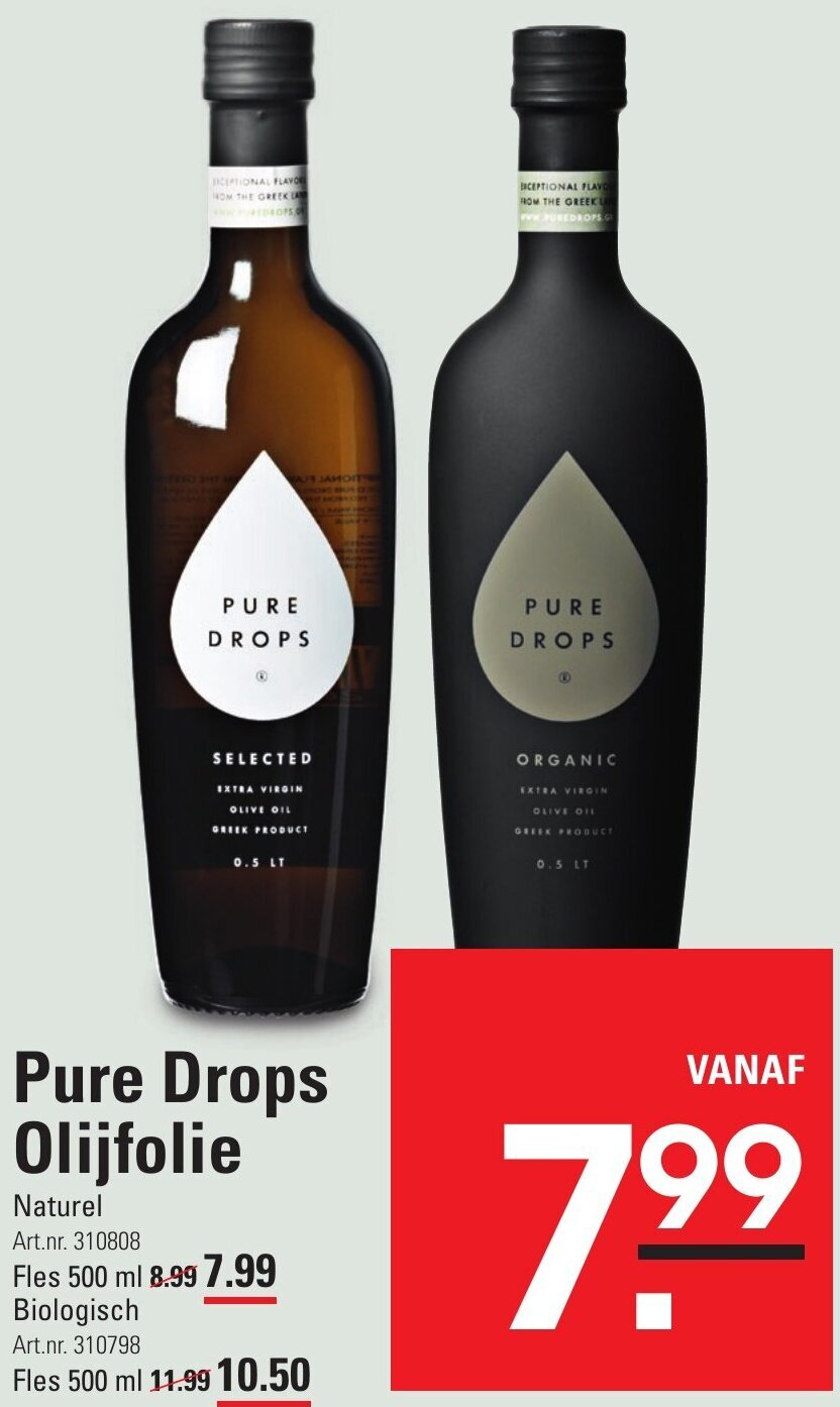 Pure Drops Olijfolie 500ml aanbieding bij Sligro