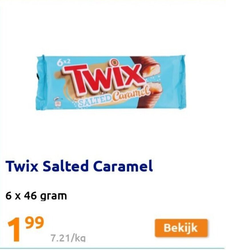 Twix salted caramel 6x46 gram aanbieding bij Action