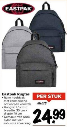 Eastpak rugtas . aanbieding bij Vomar Voordeelmarkt