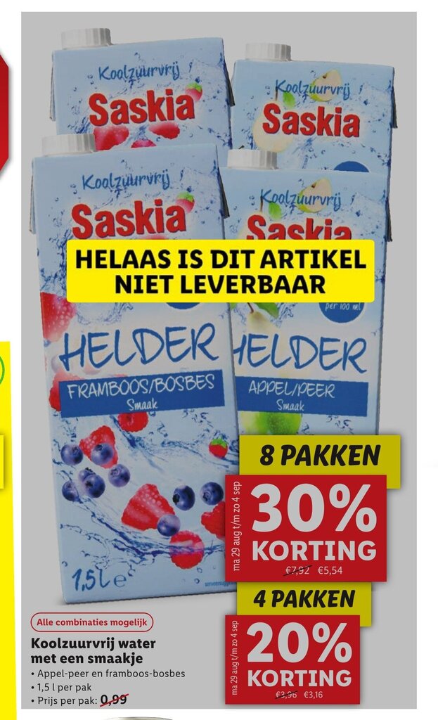 Koolzuurvrij water met een smaakje 8 pakken aanbieding bij Lidl