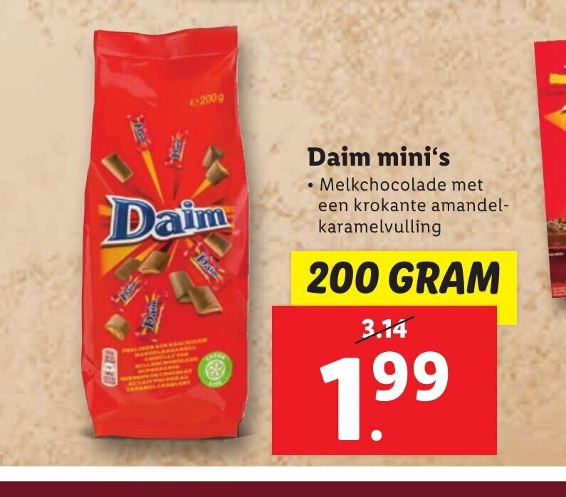 Daim mini's 200 gram aanbieding bij Lidl