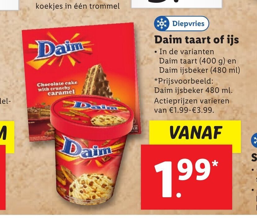 Daim taart of ijs aanbieding bij Lidl