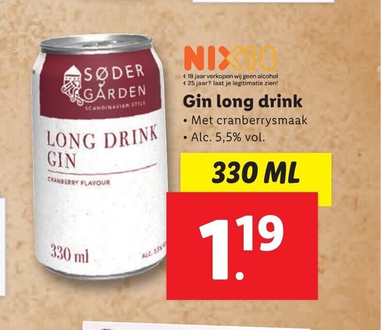 Gin long drink 330 ml aanbieding bij Lidl