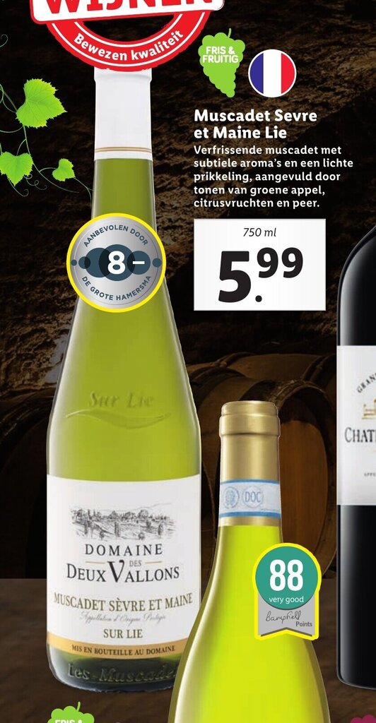 Muscadet Sevre et Maine Lie 750 ml aanbieding bij Lidl