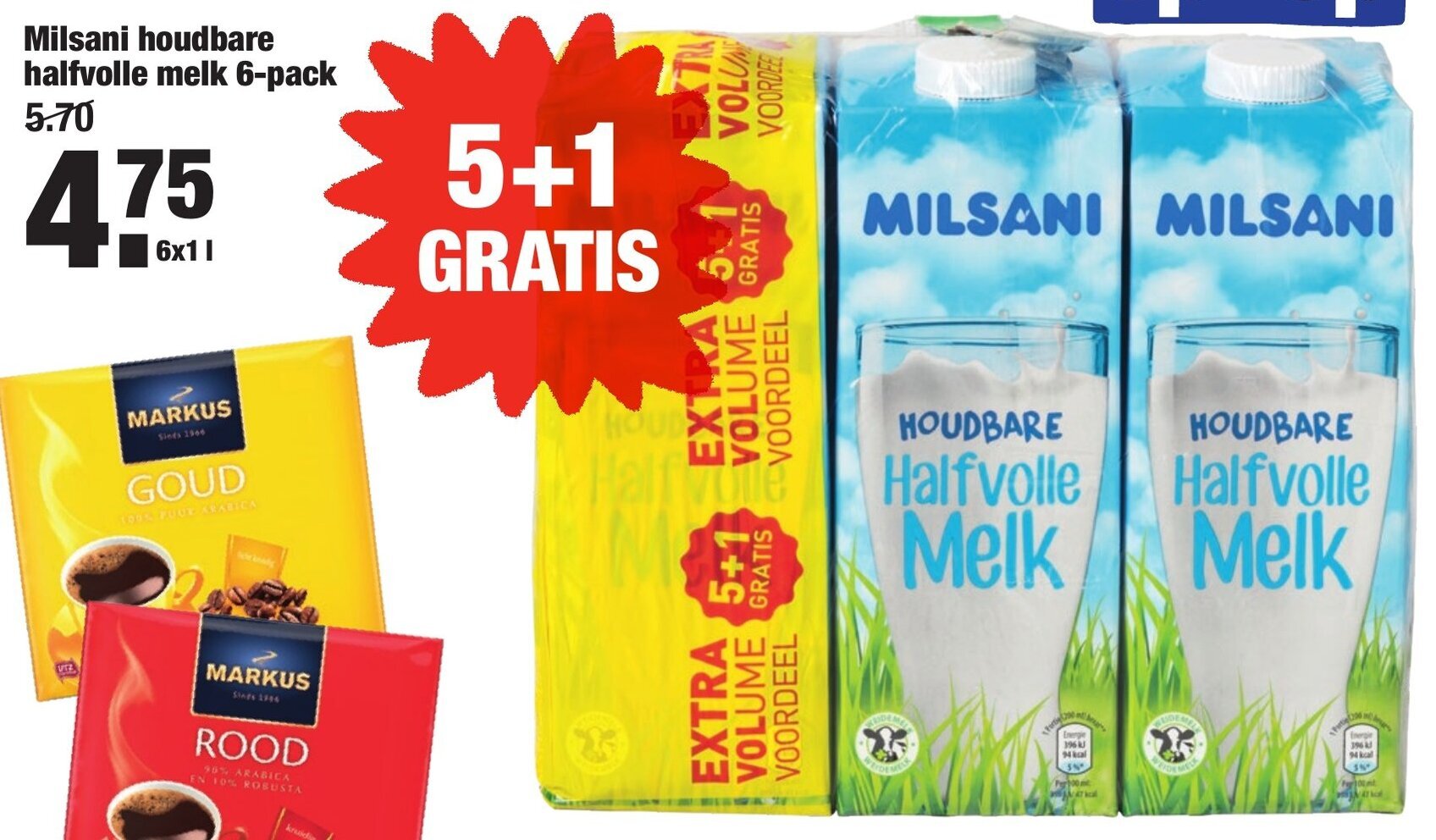 Milsani houdbare halfvolle melk 6*1L aanbieding bij ALDI