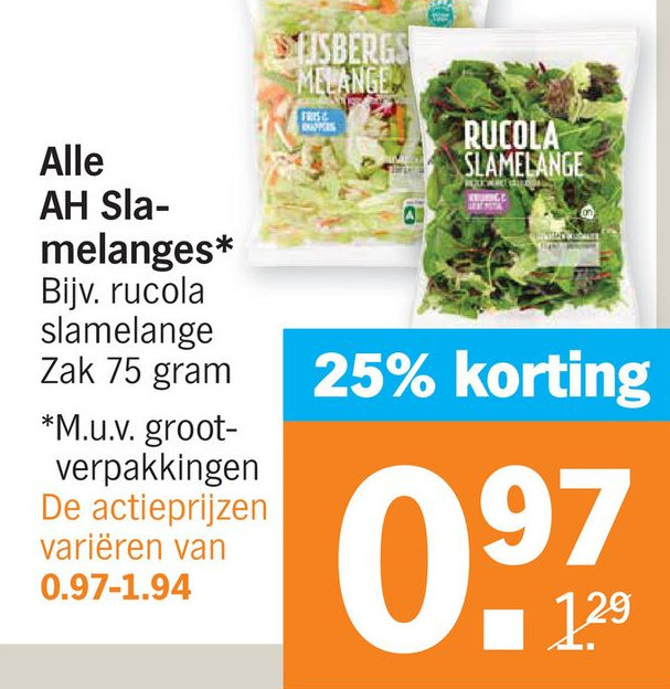 Alle ah sla- melanges aanbieding bij Albert Heijn