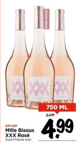 Op=op mille bisous xxx rosé zuid-franse wijn aanbieding bij Vomar