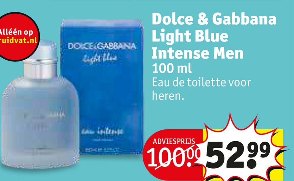 Dolce & gabbana light blue intense men 100 ml aanbieding bij Kruidvat