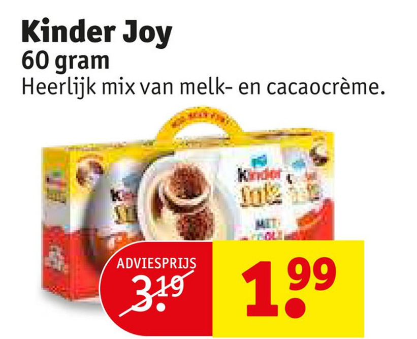 Kinder joy 60 gram aanbieding bij Kruidvat