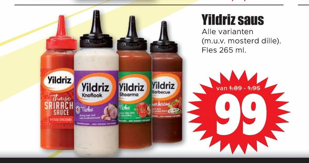 Yildriz saus 265 ml aanbieding bij Dirk