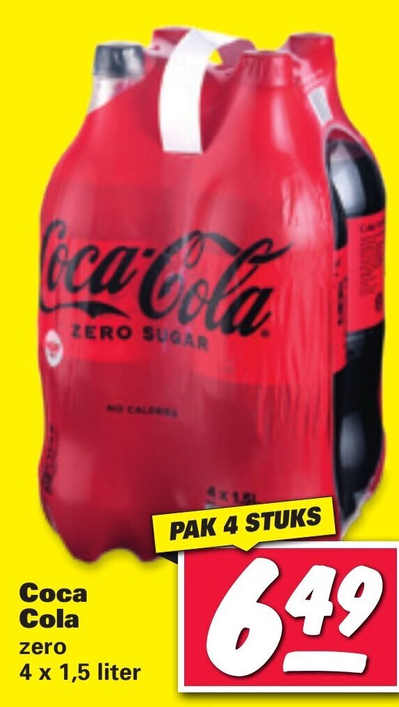 Coca Cola zero 4 x 1,5L aanbieding bij Nettorama