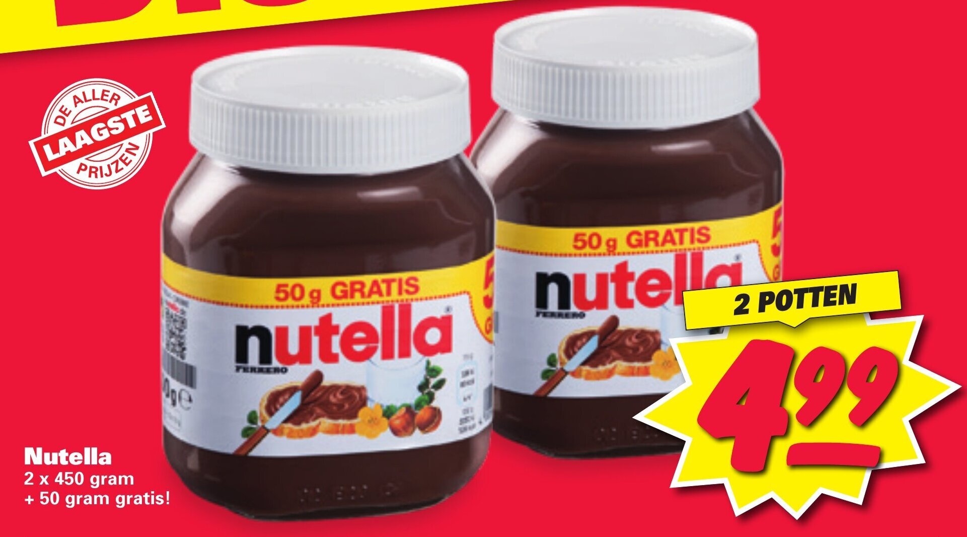 Nutella 2x450 gram aanbieding bij Nettorama