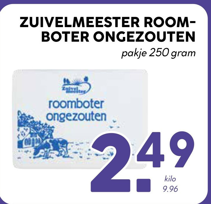 Zuivelmeester roomboter ongezouten aanbieding bij Boon`s Markt