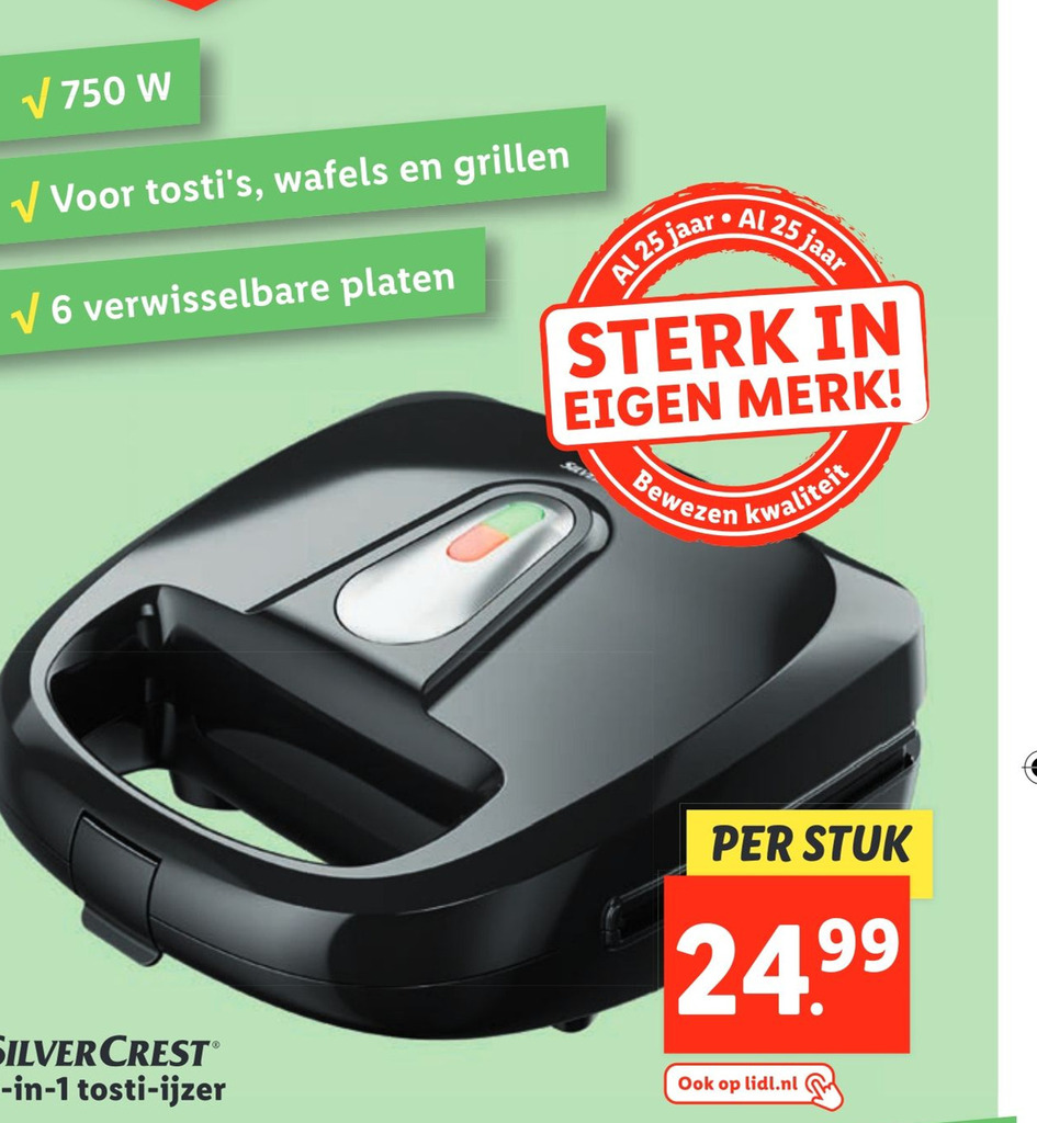 Silvercrest 3-in-1 tosti-ijzer aanbieding bij Lidl