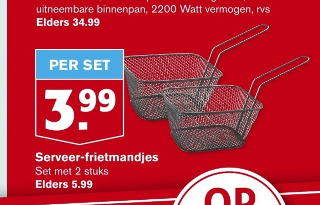Serveer-frietmandjes 2 stuks aanbieding bij Hoogvliet