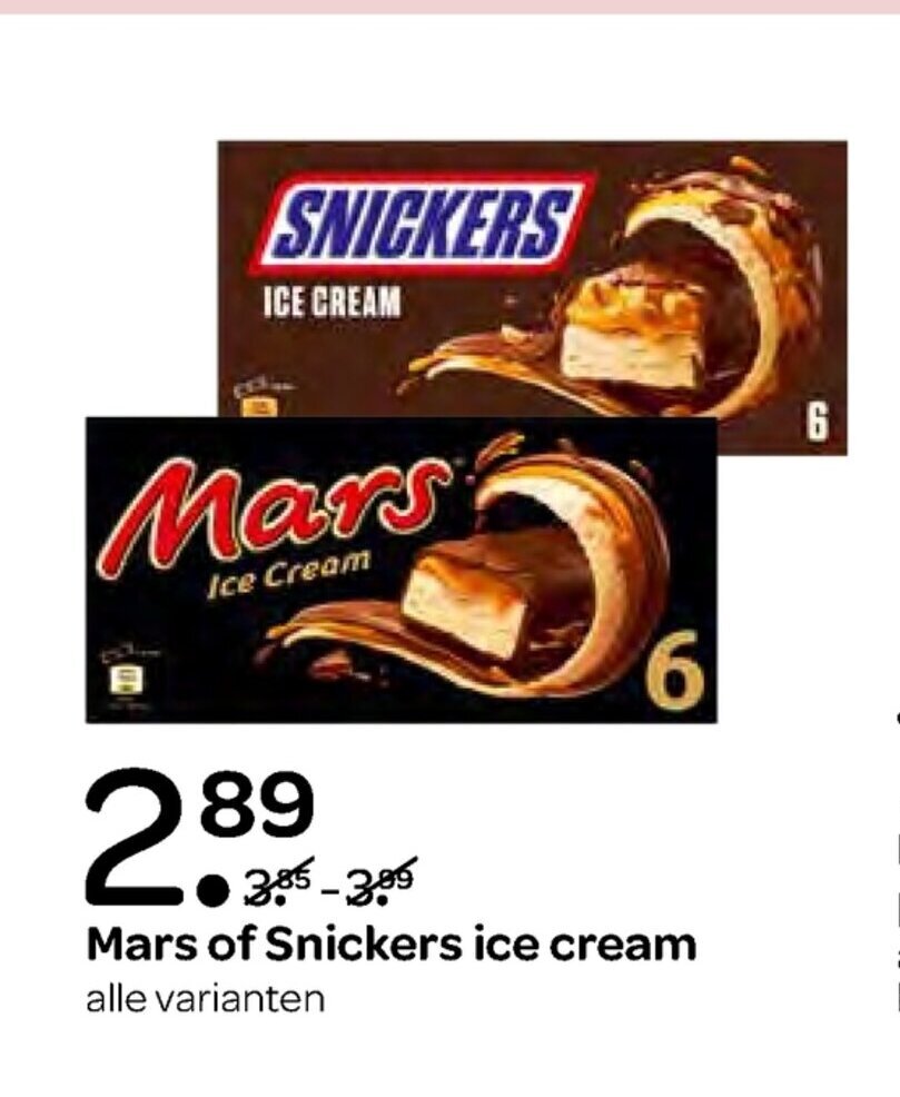 Mars of Snickers ice cream aanbieding bij Spar
