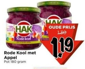 Rode kool met appel pot 180 gram aanbieding bij Vomar Voordeelmarkt
