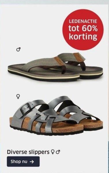 Diverse slippers aanbieding bij ANWB
