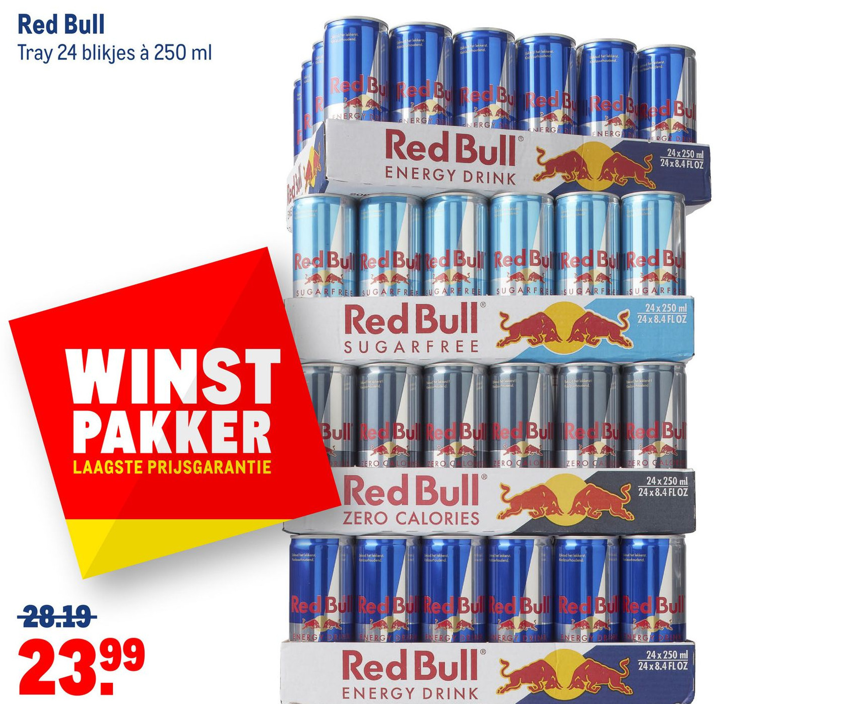 Red bull tray 24 blikjes à 250 ml aanbieding bij Makro