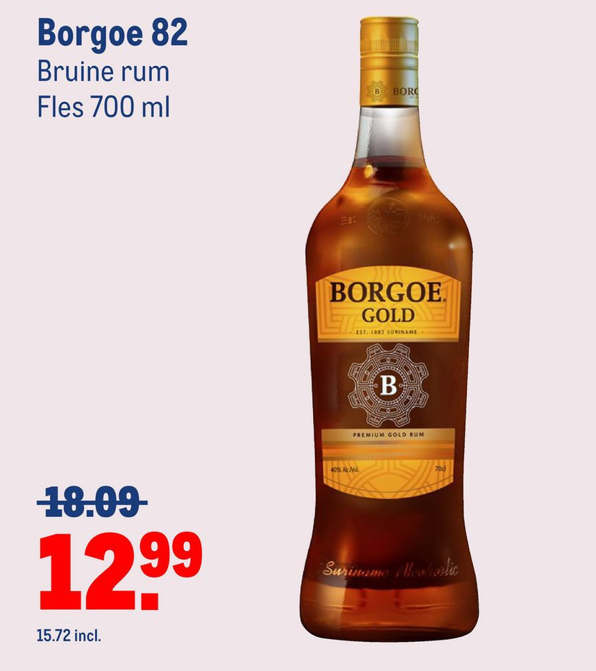 Borgoe 82 bruine rum fles 700 ml aanbieding bij Makro