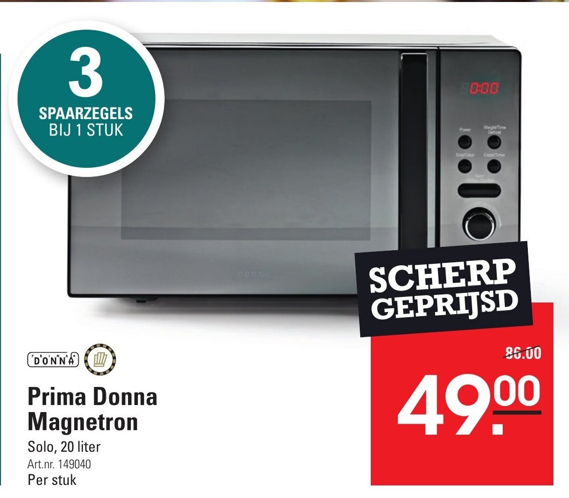 Prima Donna Magnetron Solo, 20 liter per stuk aanbieding bij Sligro