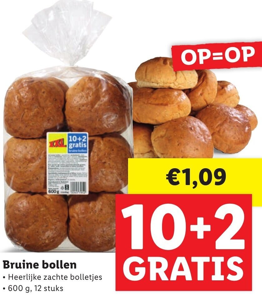 Bruine bollen 600g 12 stuks aanbieding bij Lidl