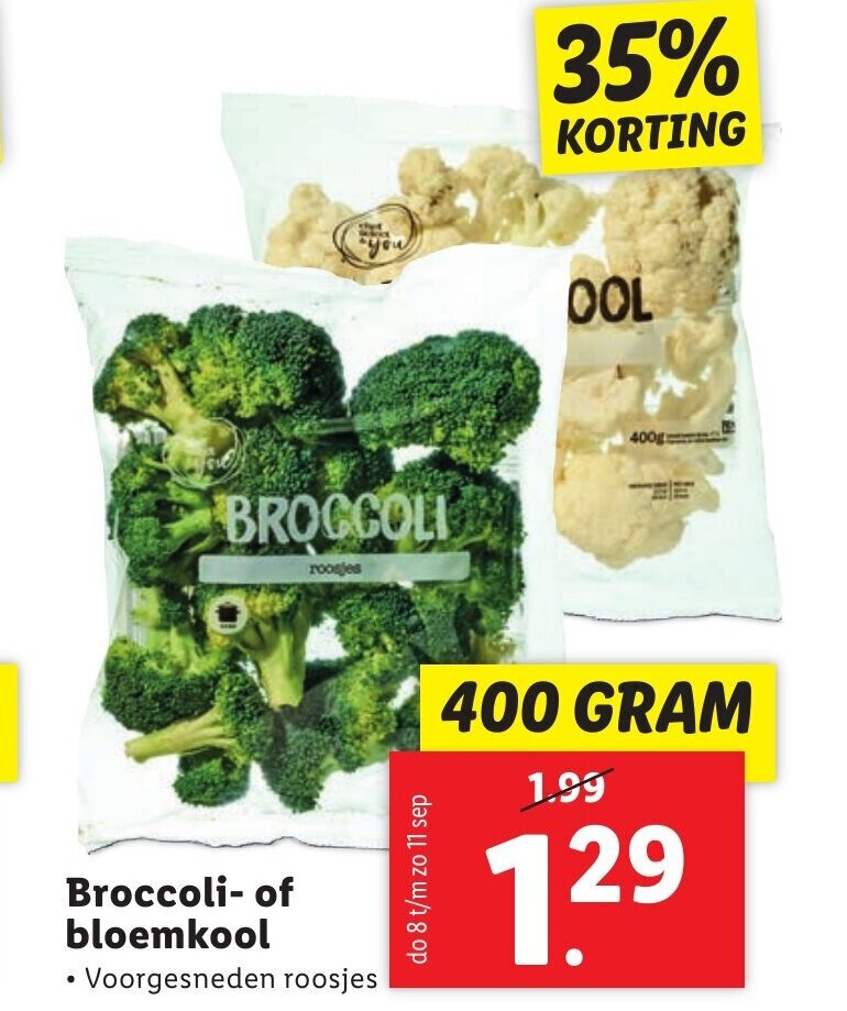 Broccoli- of bloemkool 400g aanbieding bij Lidl