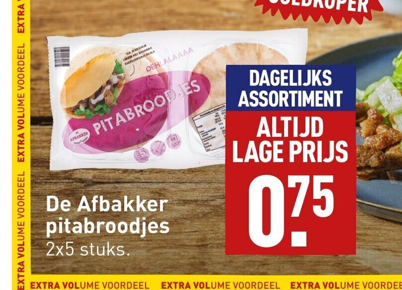 De afbakker pitabroodjes 2 x 5 stuks aanbieding bij ALDI