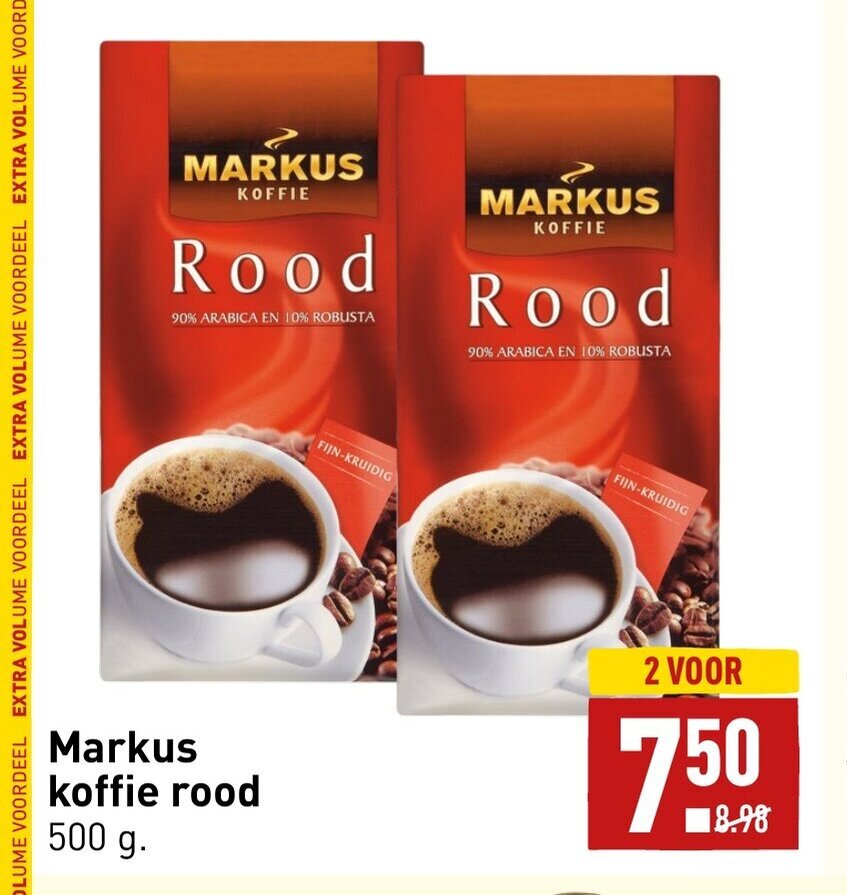 Markus koffie rood 500 g aanbieding bij ALDI