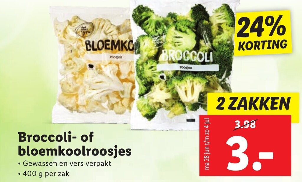 Broccoli- of bloemkoolroosjes 400 g aanbieding bij Lidl