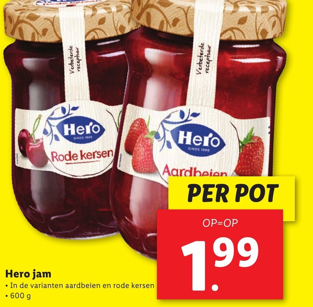 Hero jam 600 g aanbieding bij Lidl