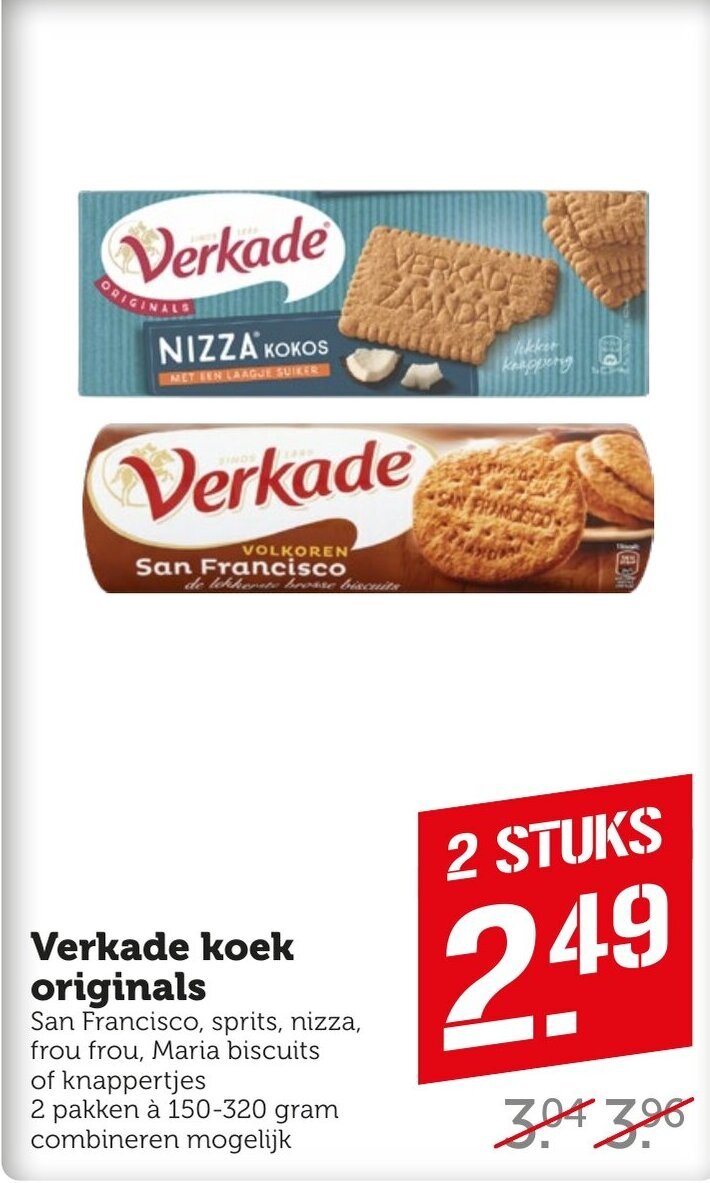 Verkade koek originals 2 pakken a 150-320 gram aanbieding bij Coop