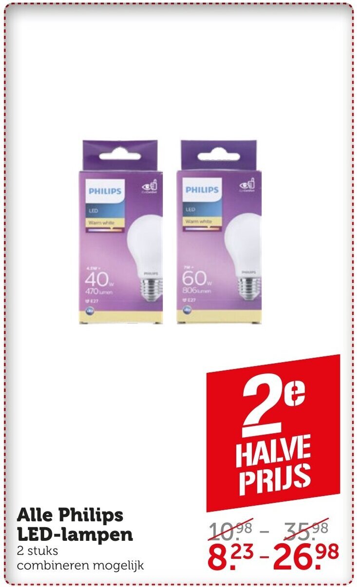 Alle Philips LED-lampen 2 stuks aanbieding bij Coop