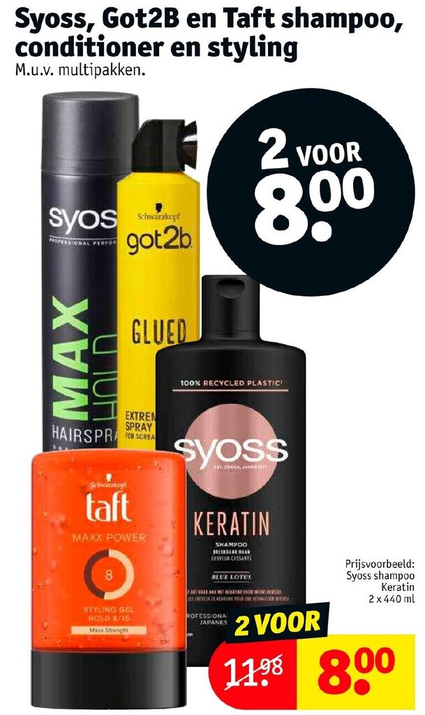 Syoss, Got2B en Taft shampoo, conditioner en styling aanbieding bij ...