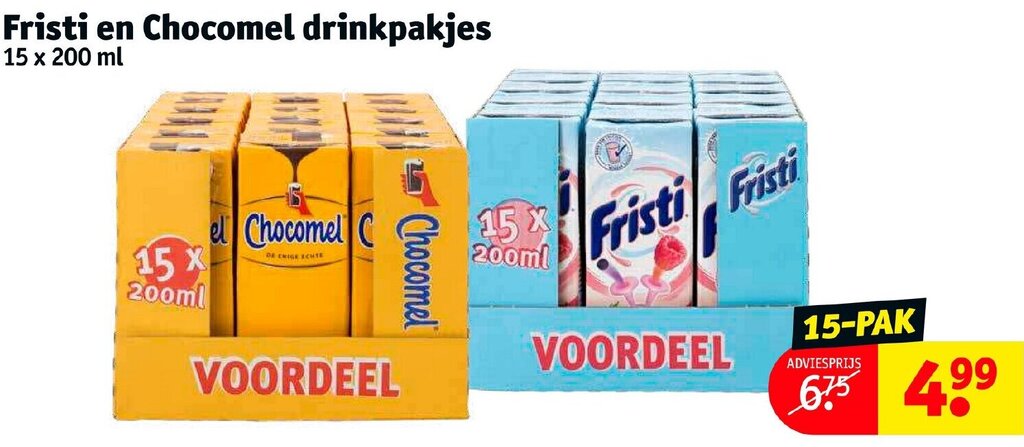Fristi en Chocomel drinkpakjes 15 x 200 ml aanbieding bij Kruidvat