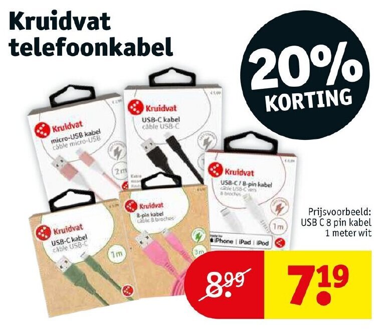 Telefoonkabel aanbieding bij Kruidvat