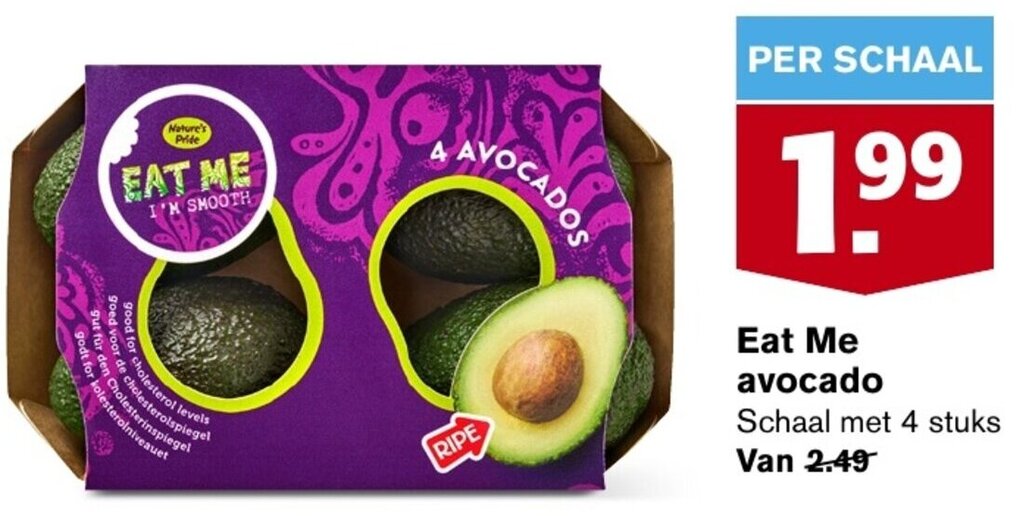 Eat Me avocado 4 stuks aanbieding bij Hoogvliet