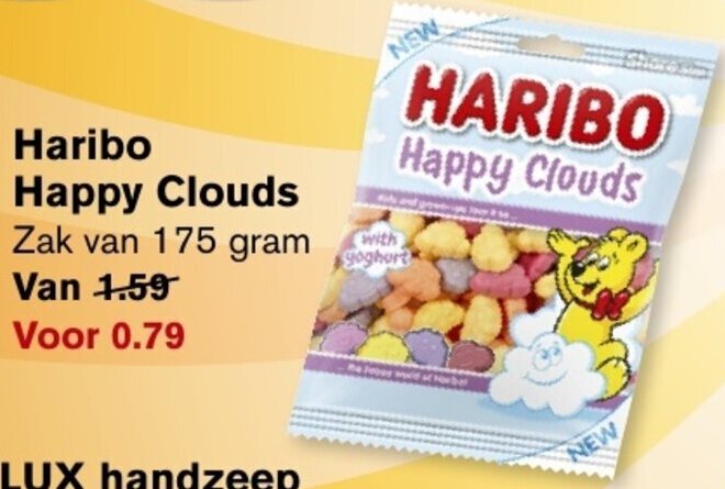 Haribo Happy Clouds 175g aanbieding bij Hoogvliet
