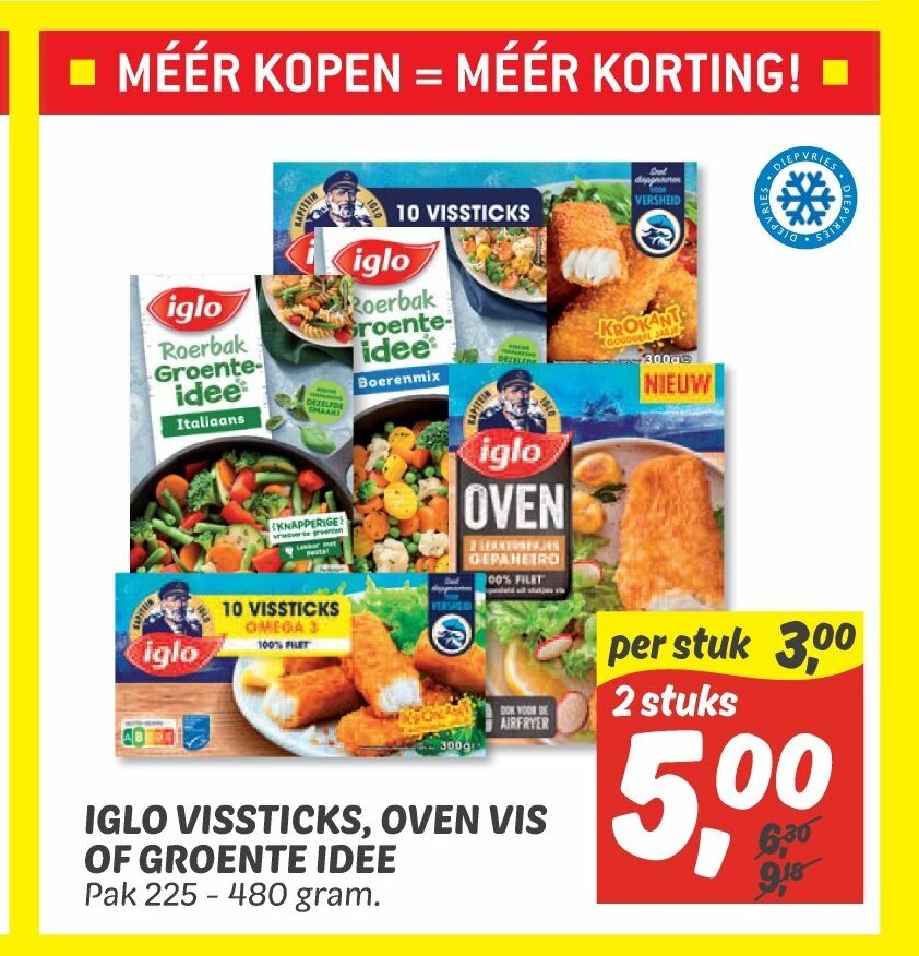 Iglo vissticks, oven vis of groente idee 225 - 480 gram 2 stuks ...