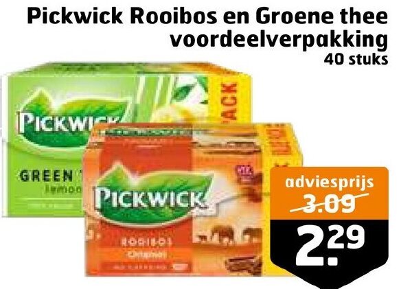 Pickwick Rooibos en Groene thee voordeelverpakking 40 stuks aanbieding ...