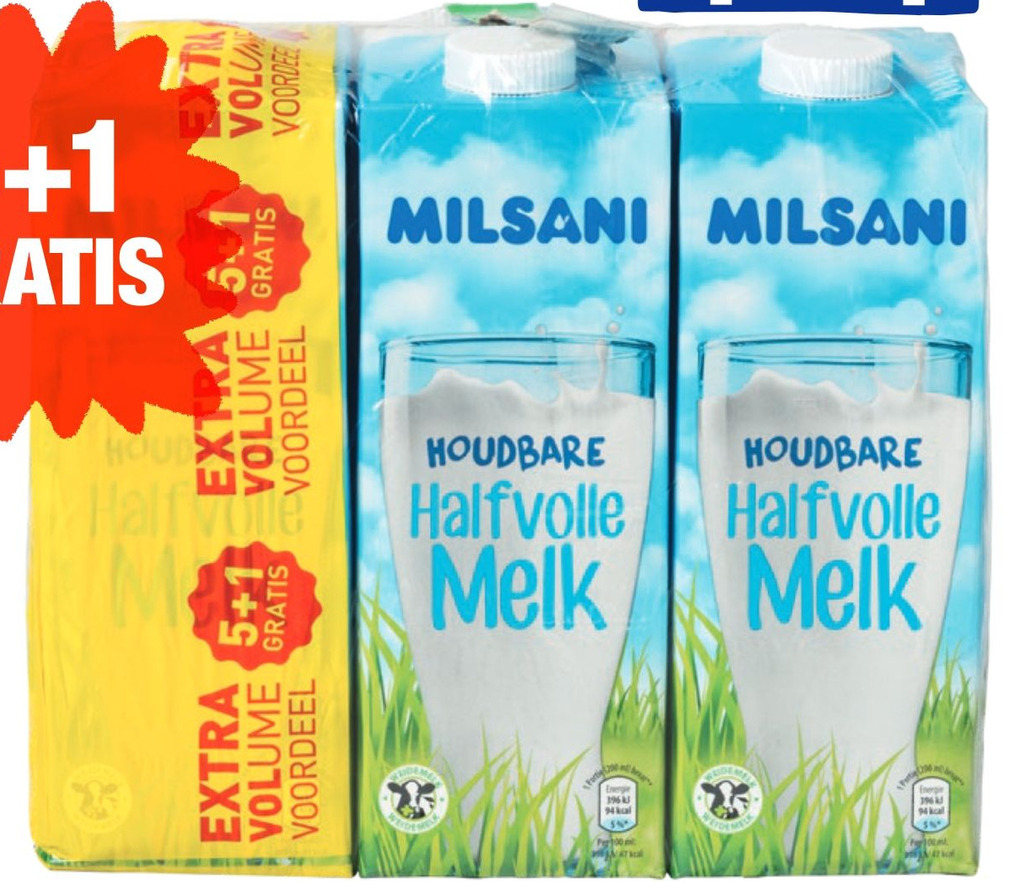 Milsani houdbare halfvolle melk 6-pack aanbieding bij ALDI